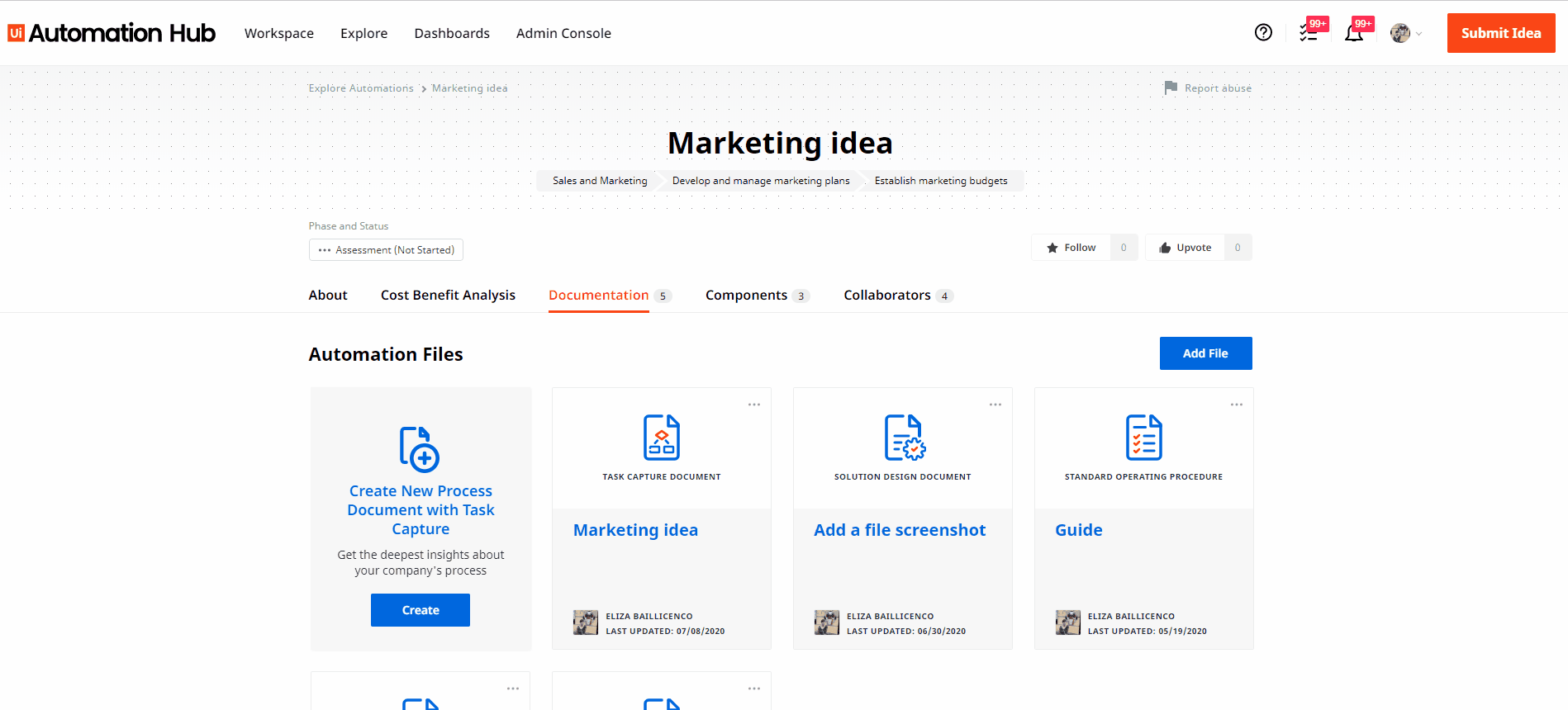 Automation Hub – Bearbeiten eines Dokuments mit Task Capture