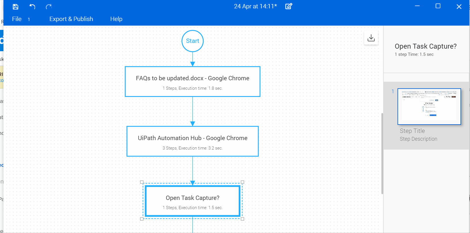 Automation Hub – Nutzungsspezifikationen für Task Capture