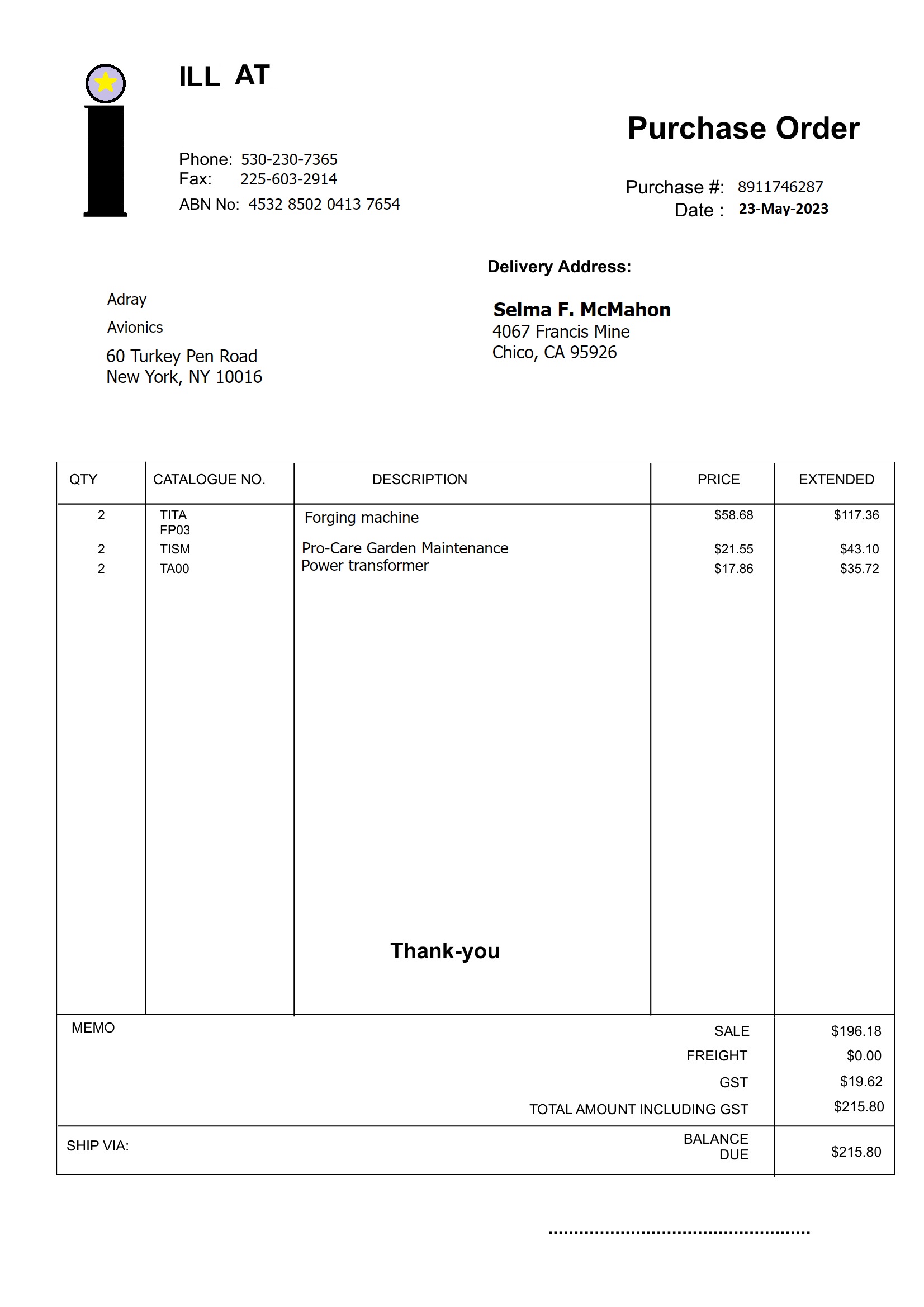 Document Understanding – Purchase Orders – ML-Paket