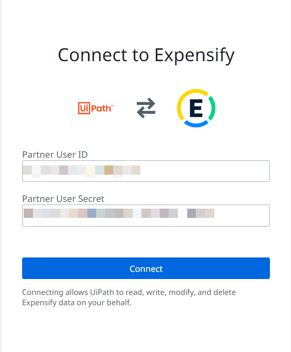 Integration Service – Expensify-Authentifizierung