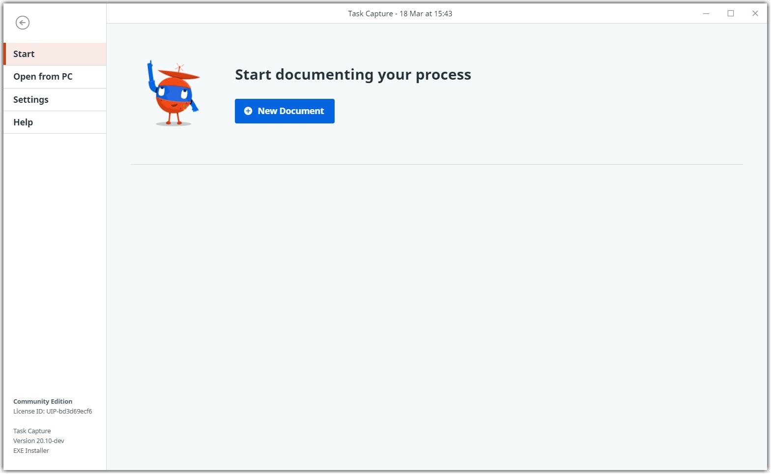 Task Capture – Benutzeroberfläche