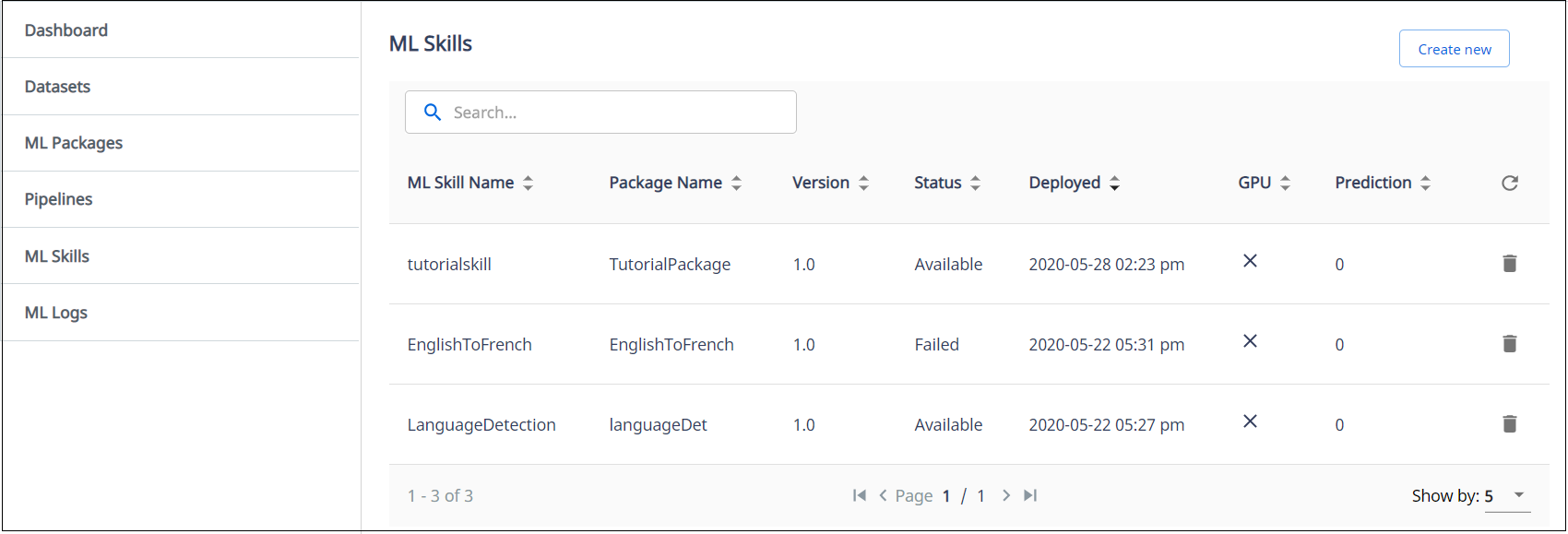 AI Center - Acerca de las habilidades ML