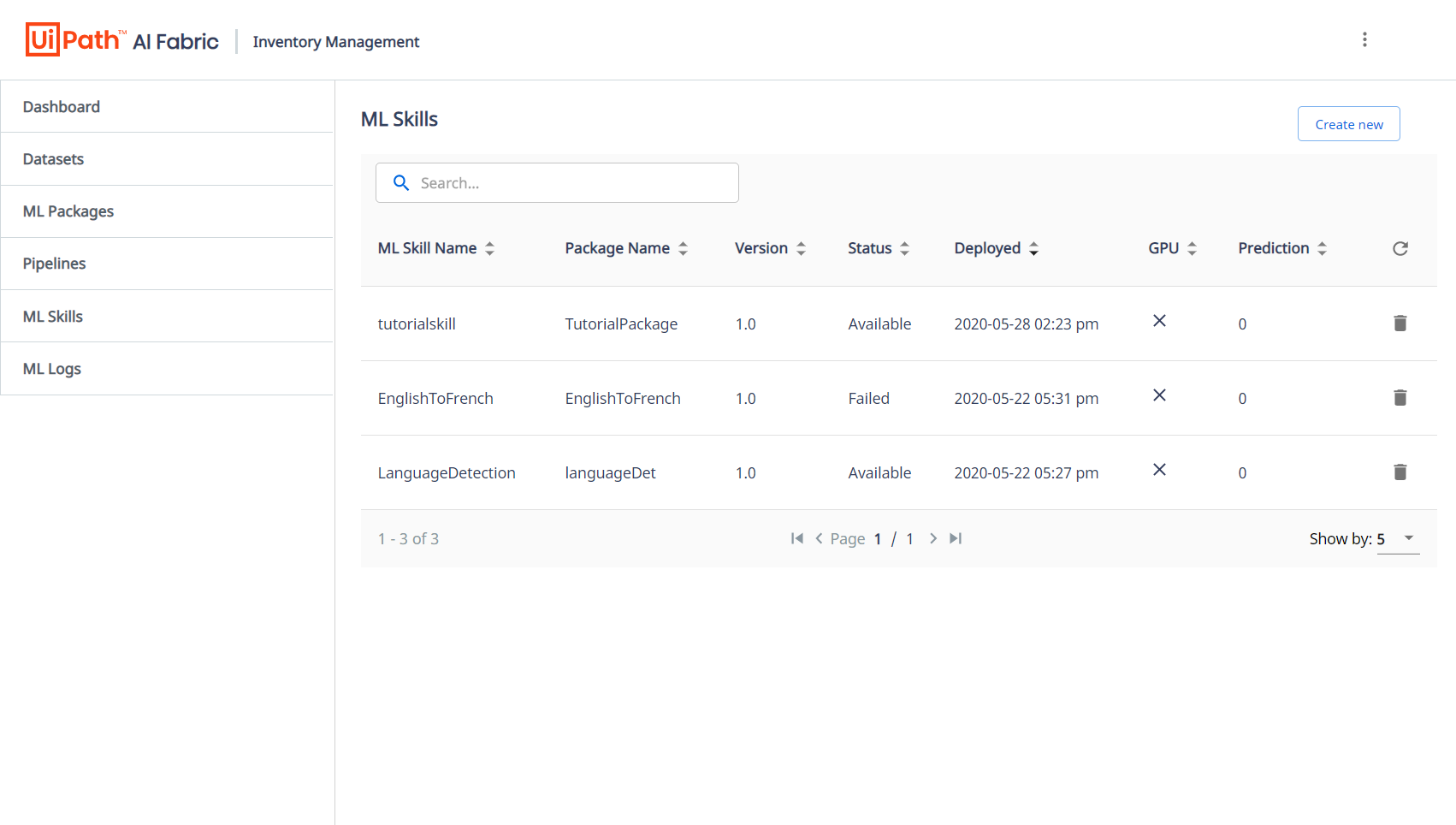 AI Center - Acerca de las habilidades ML