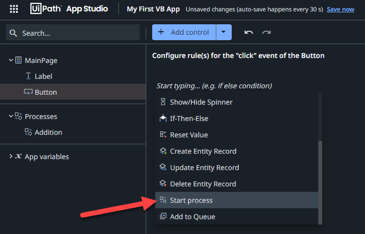 Apps: hacer referencia a un proceso desde Orchestrator