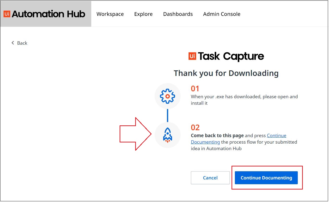 Automation Hub: descarga de Task Capture