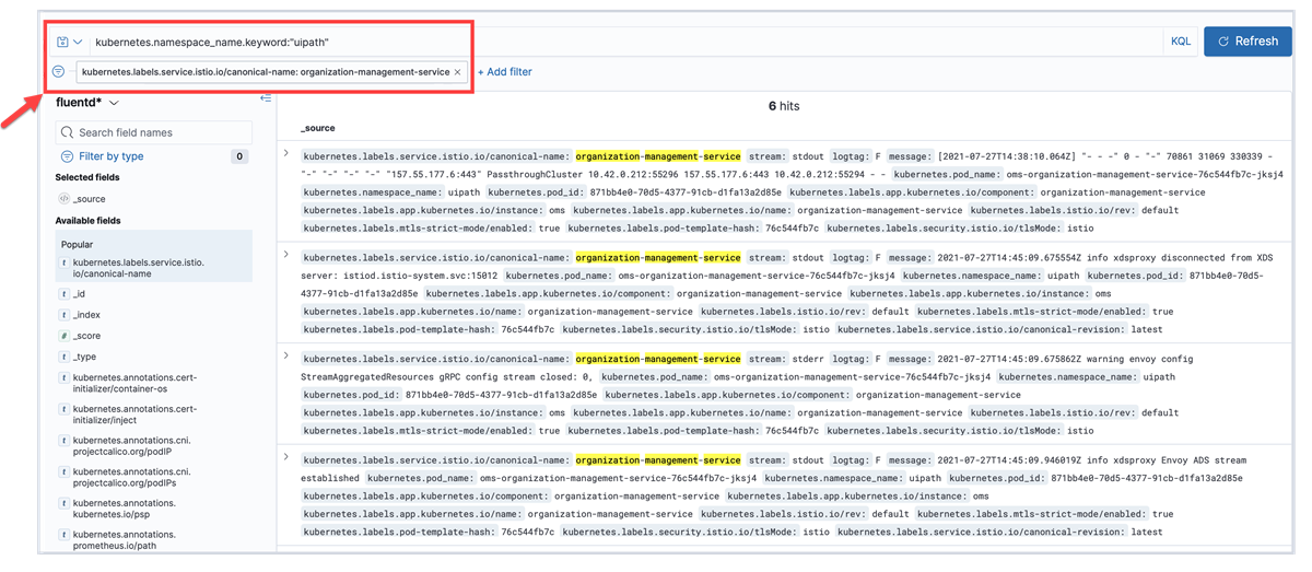 Automation Suite: configuración de Elasticsearch y Kibana