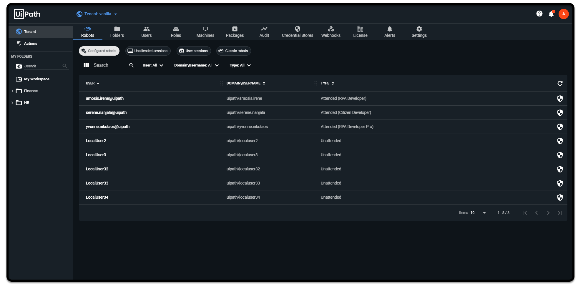 Orchestrator: UiPath Robots