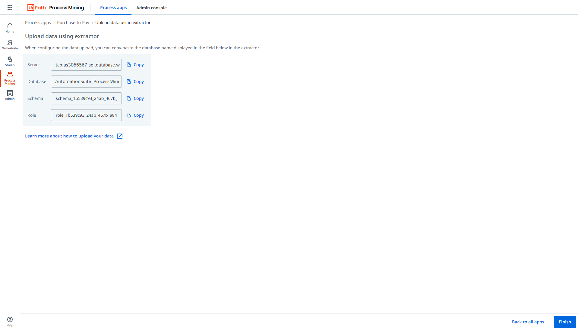 Process Mining: configurar una cuenta de SQL Server para la carga de datos utilizando un extractor
