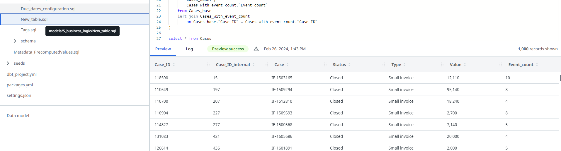 Process Mining: añadir tablas