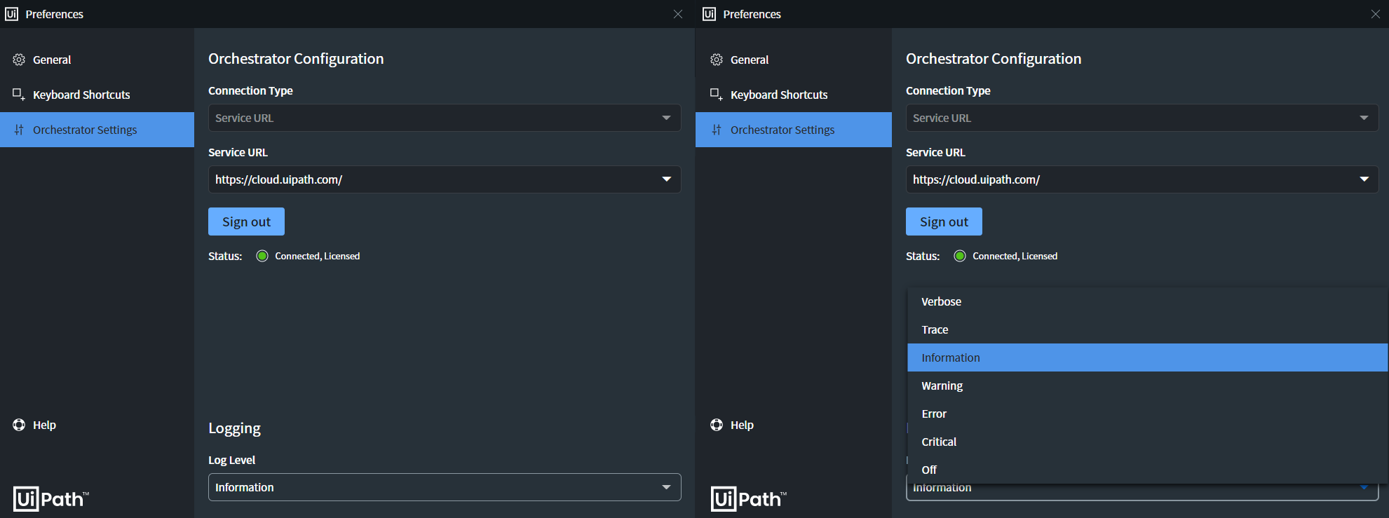 UiPath Robot: registros de UiPath Robot
