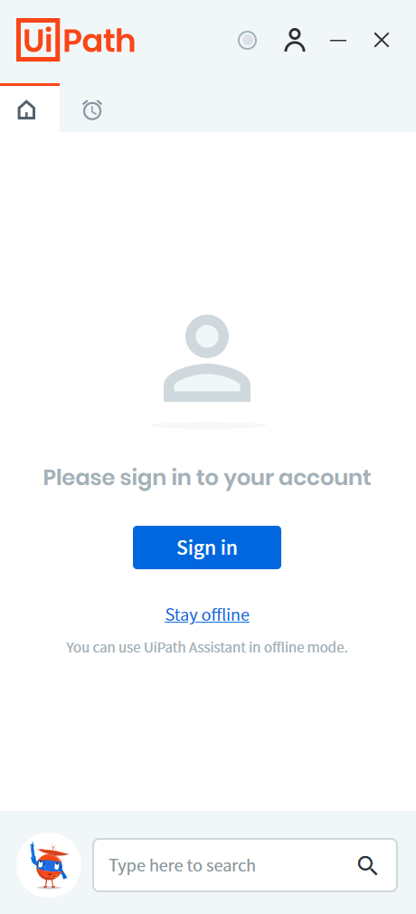 UiPath Robot: inicio de sesión interactivo