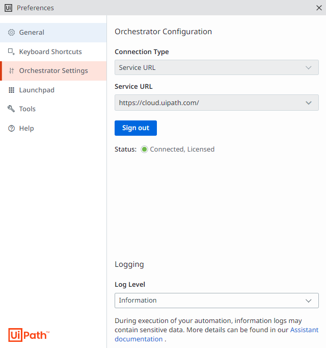 UiPath Robot: registros de UiPath Robot