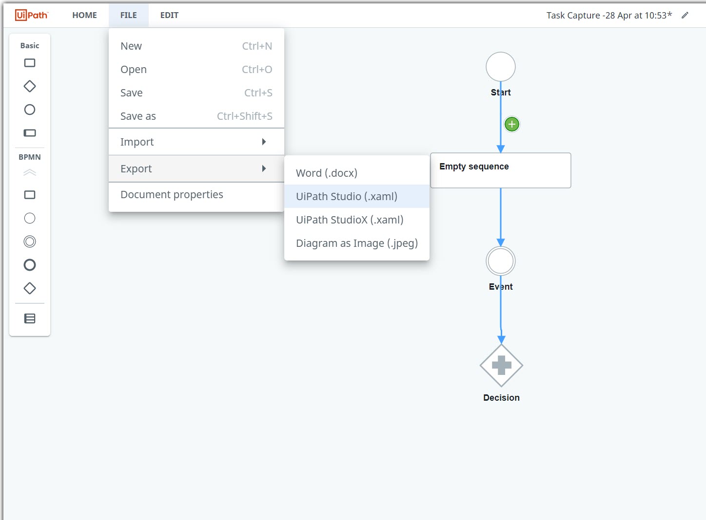 Captura de tareas: UiPath Studio