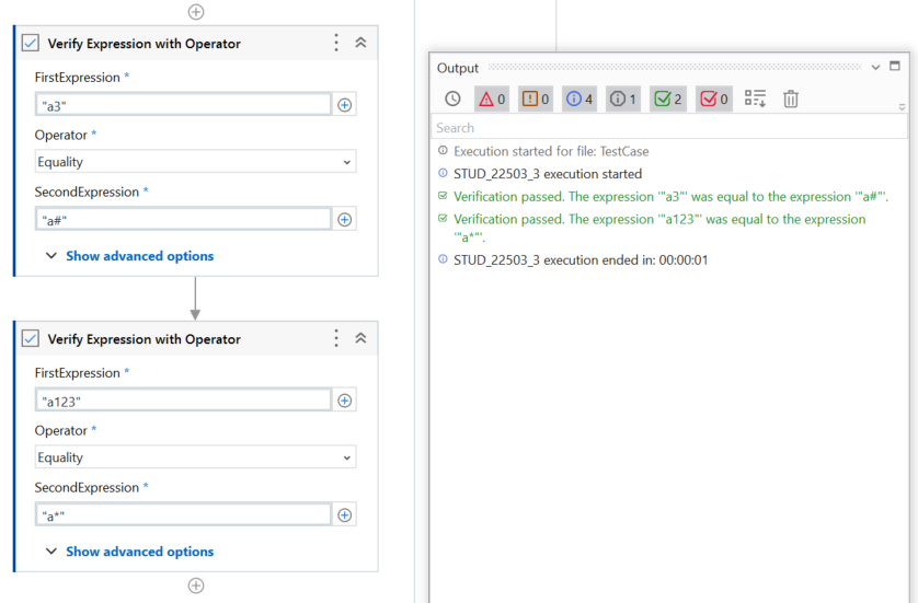 Activités - Vérifier l'expression avec l'opérateur