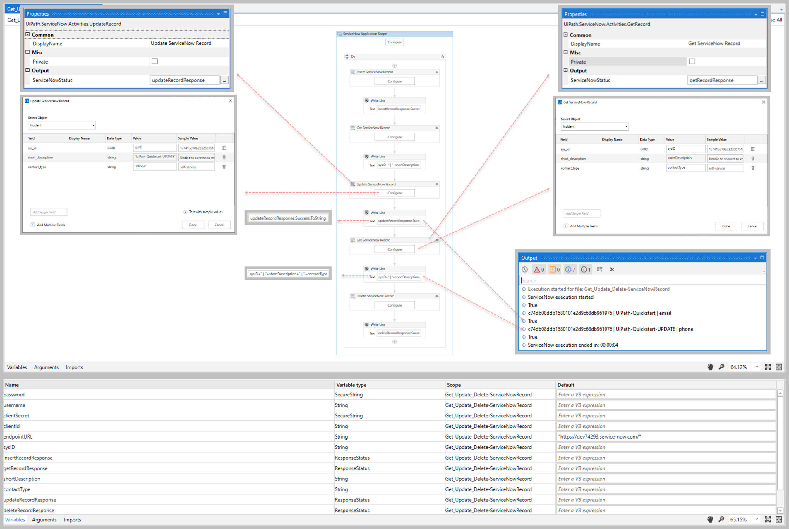 Activités - Mettre à jour l’enregistrement ServiceNow
