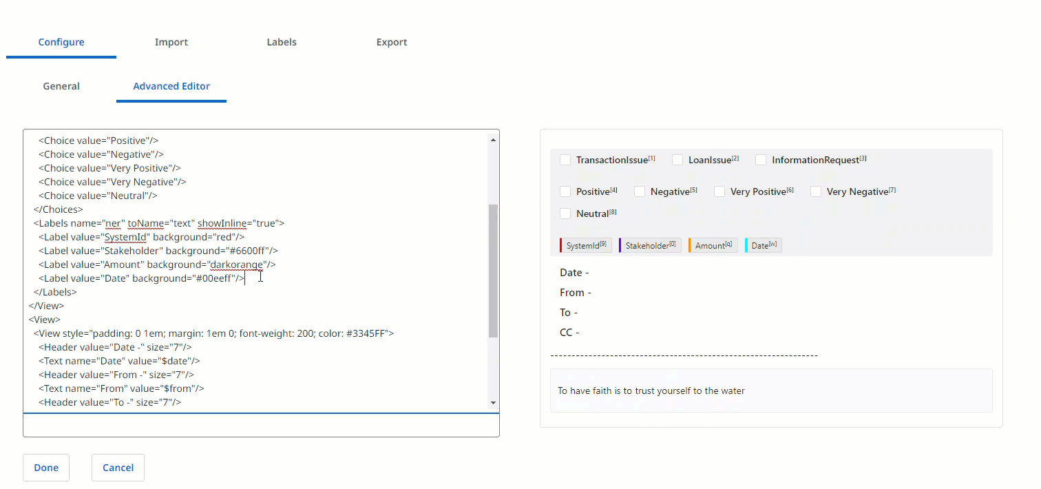 AI Center – Gestion des libellés de données
