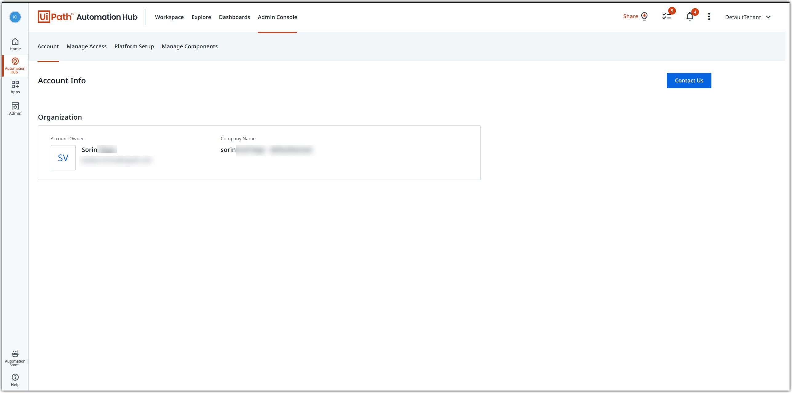 Automation Hub - Compte