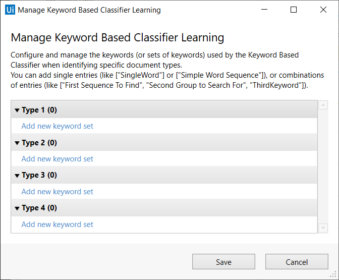 Document Understanding : classifieur basé sur des mots clés