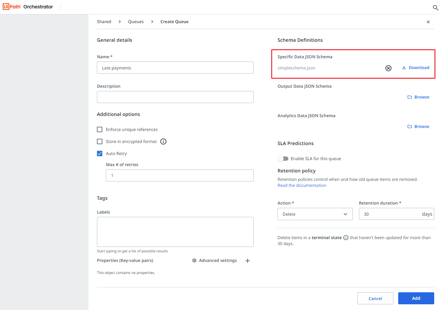 Process Mining - Configuration de l'intégration d'automatisation