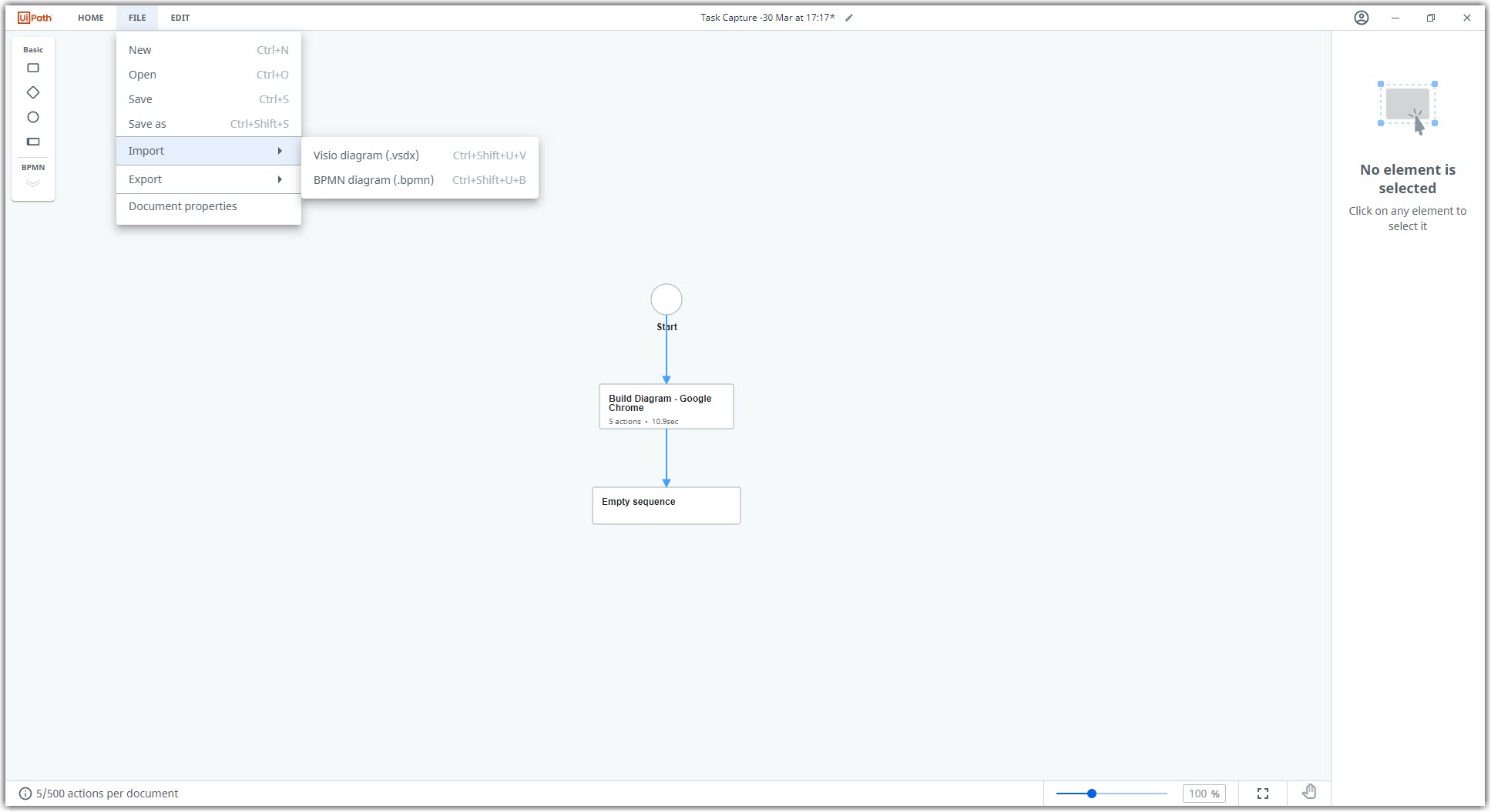 Task Capture - Importer un diagramme BPMN