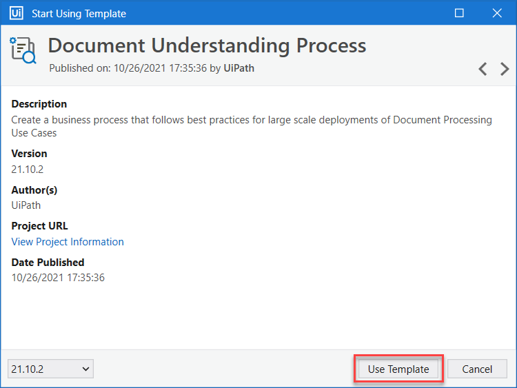 Document Understanding - Document Understanding Process: Studio のテンプレート