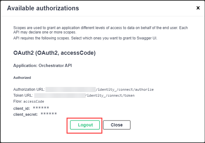 Orchestrator - Swagger での API 呼び出しを認可する