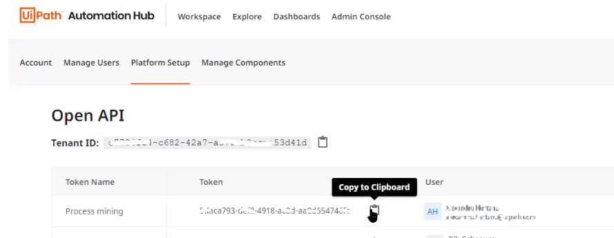 Process Mining - UiPath Automation Hub との連携を設定する