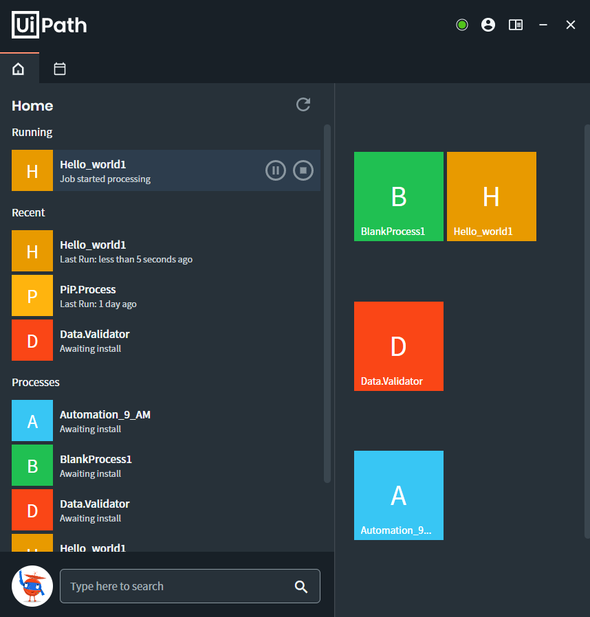 Robot - UiPath Assistant について