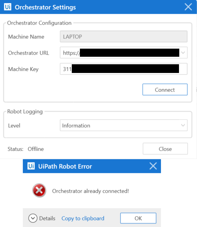 Robot - 管理者として実行した場合のエラー