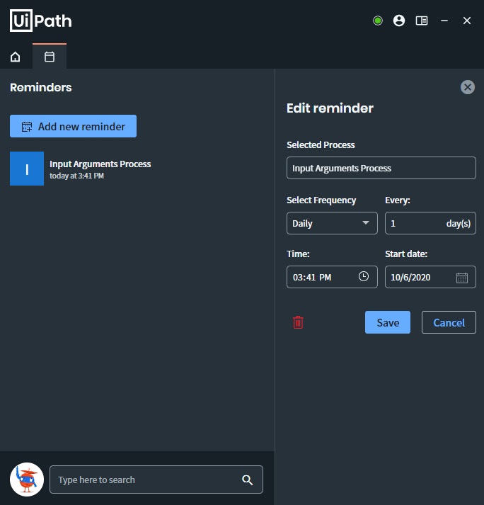 Robot - UiPath Assistant について