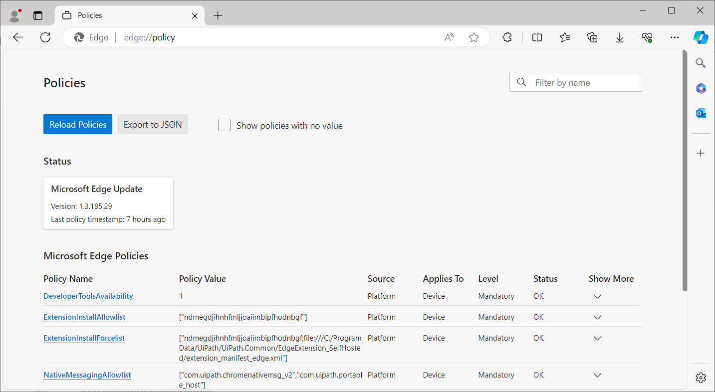 Studio - Edge グループ ポリシー