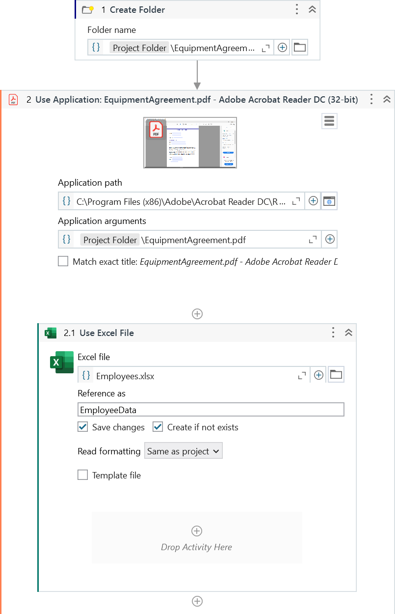StudioX - チュートリアル: Excel データを使用して Acrobat Reader の PDF フォームに入力する