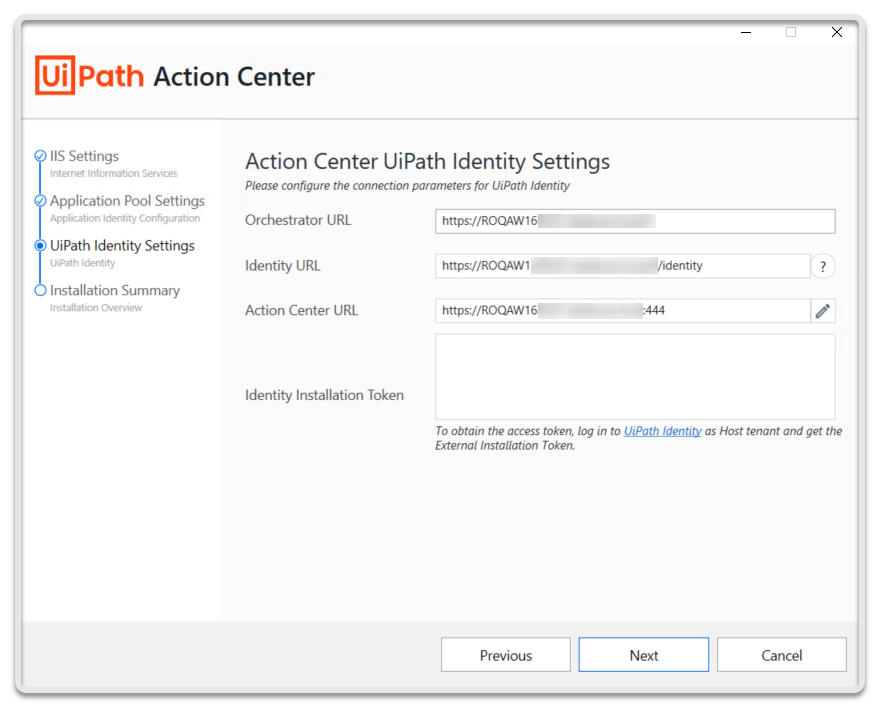 Action Center - Etapas de instalação