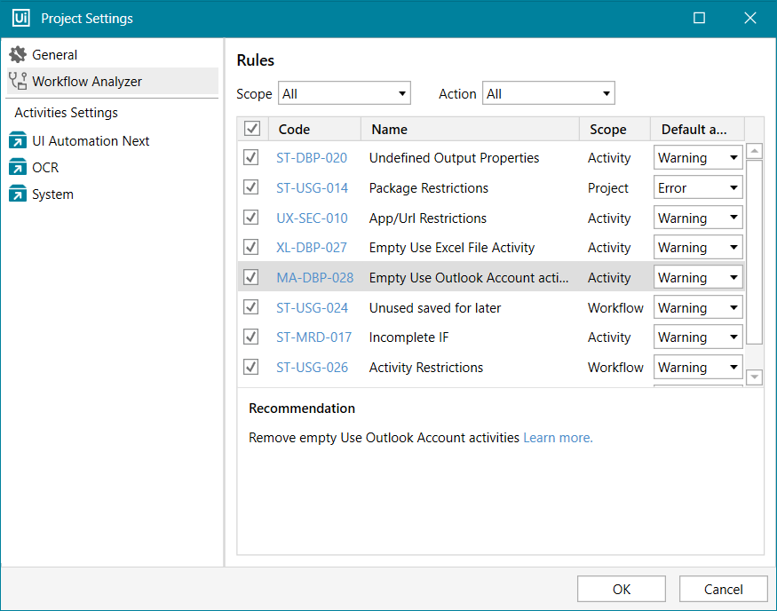 Atividades - MA-DBP-028 — atividade Use Outlook Account vazia
