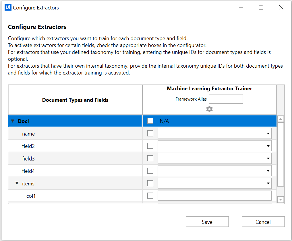 Document Understanding - Machine Learning Extractor Trainer