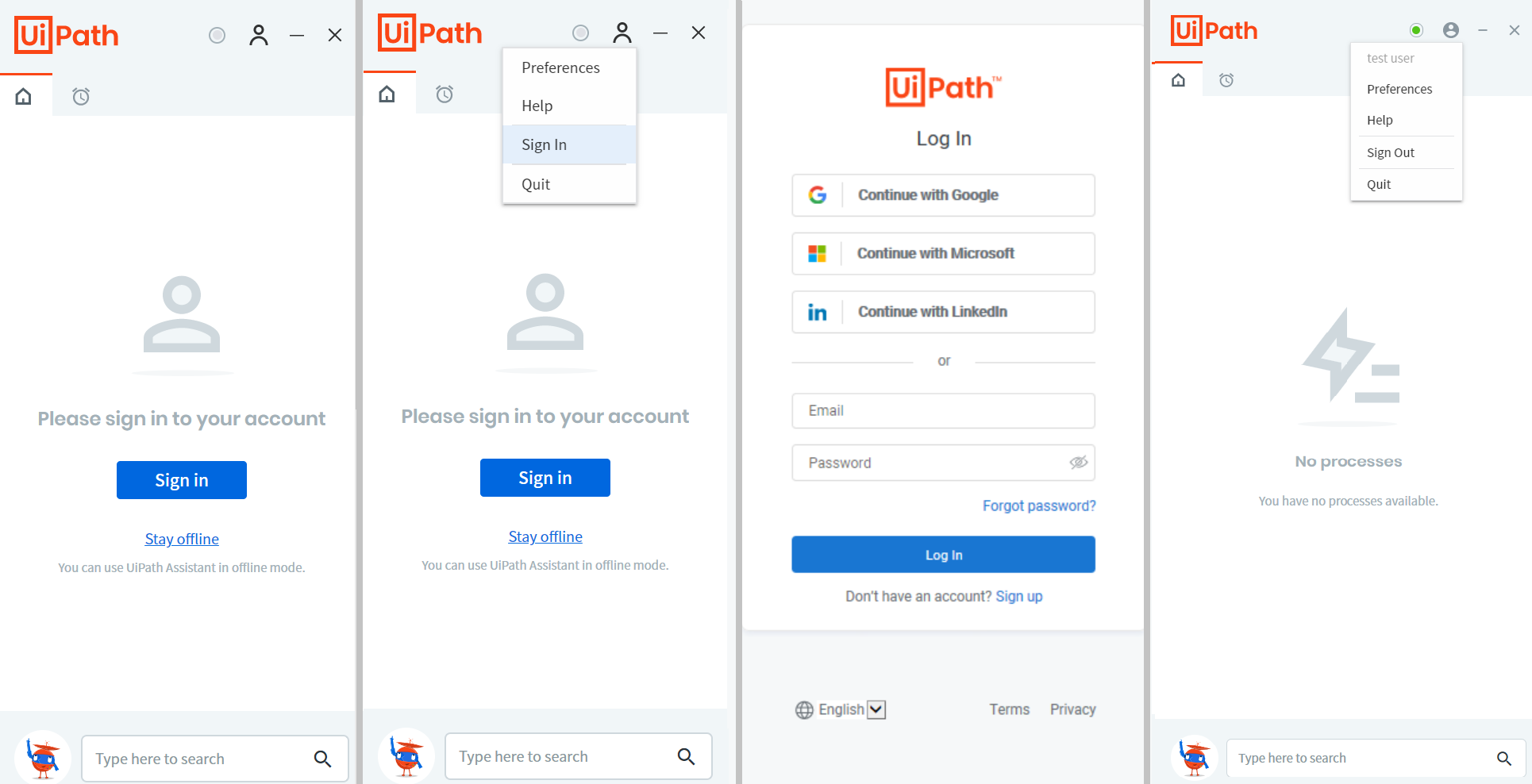 Robot - Configurando o login interativo
