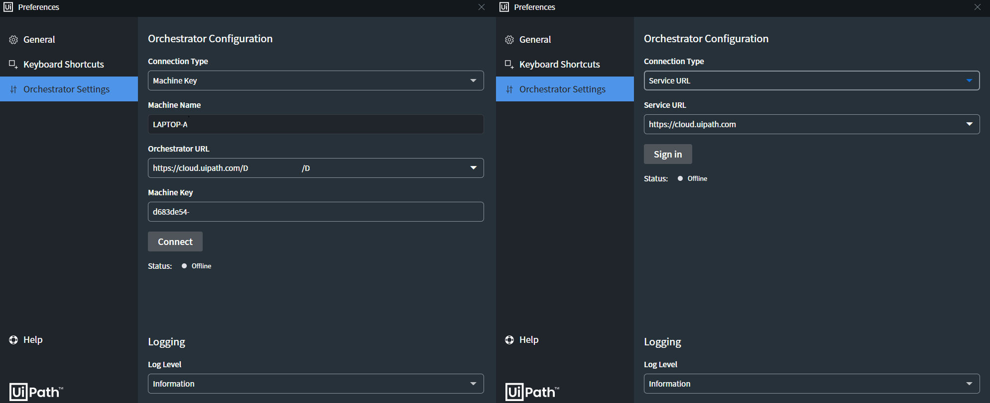Robot - Configurando o login interativo